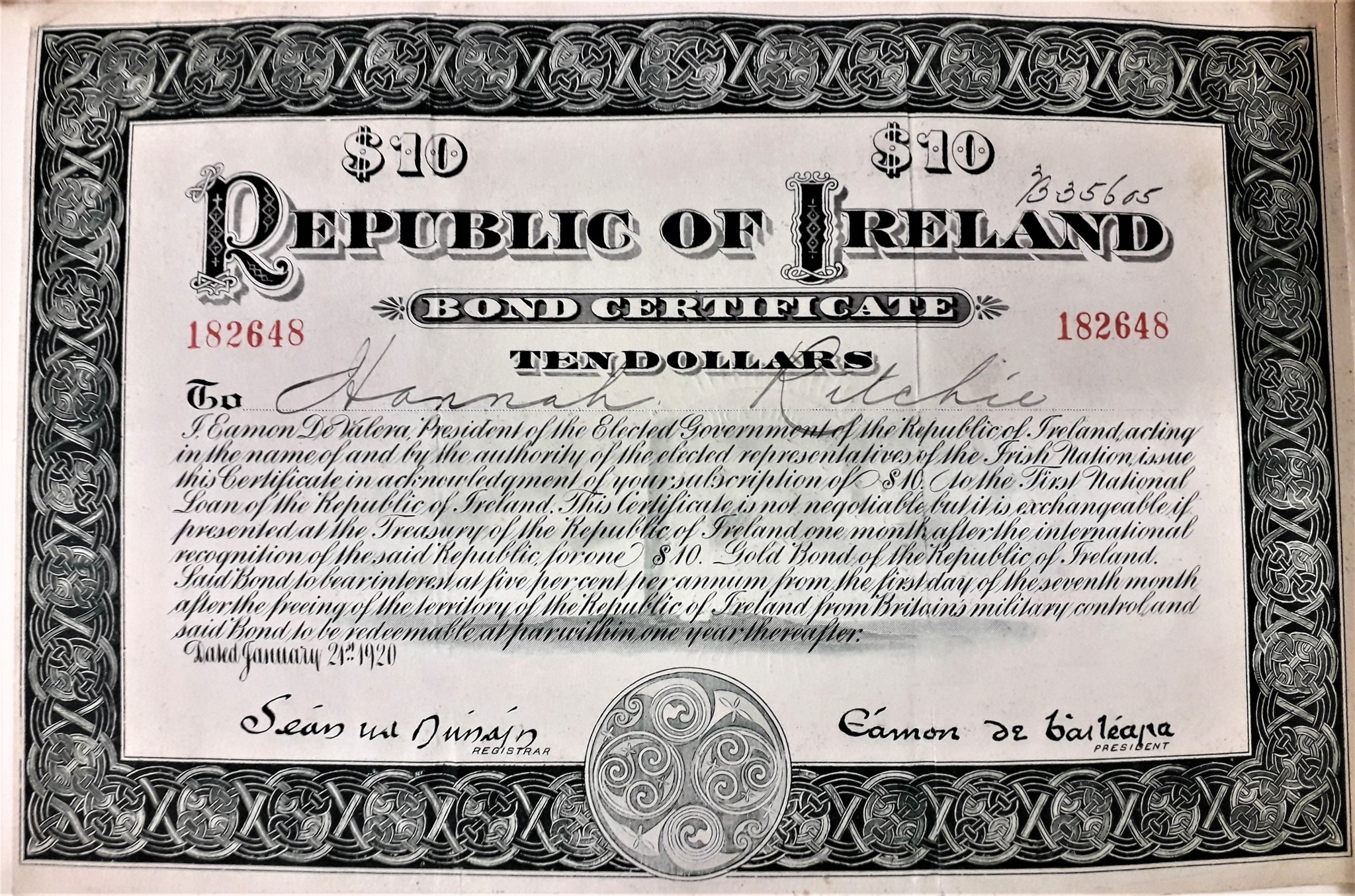 Republic of Ireland Bond Certificate - Catholic Archives