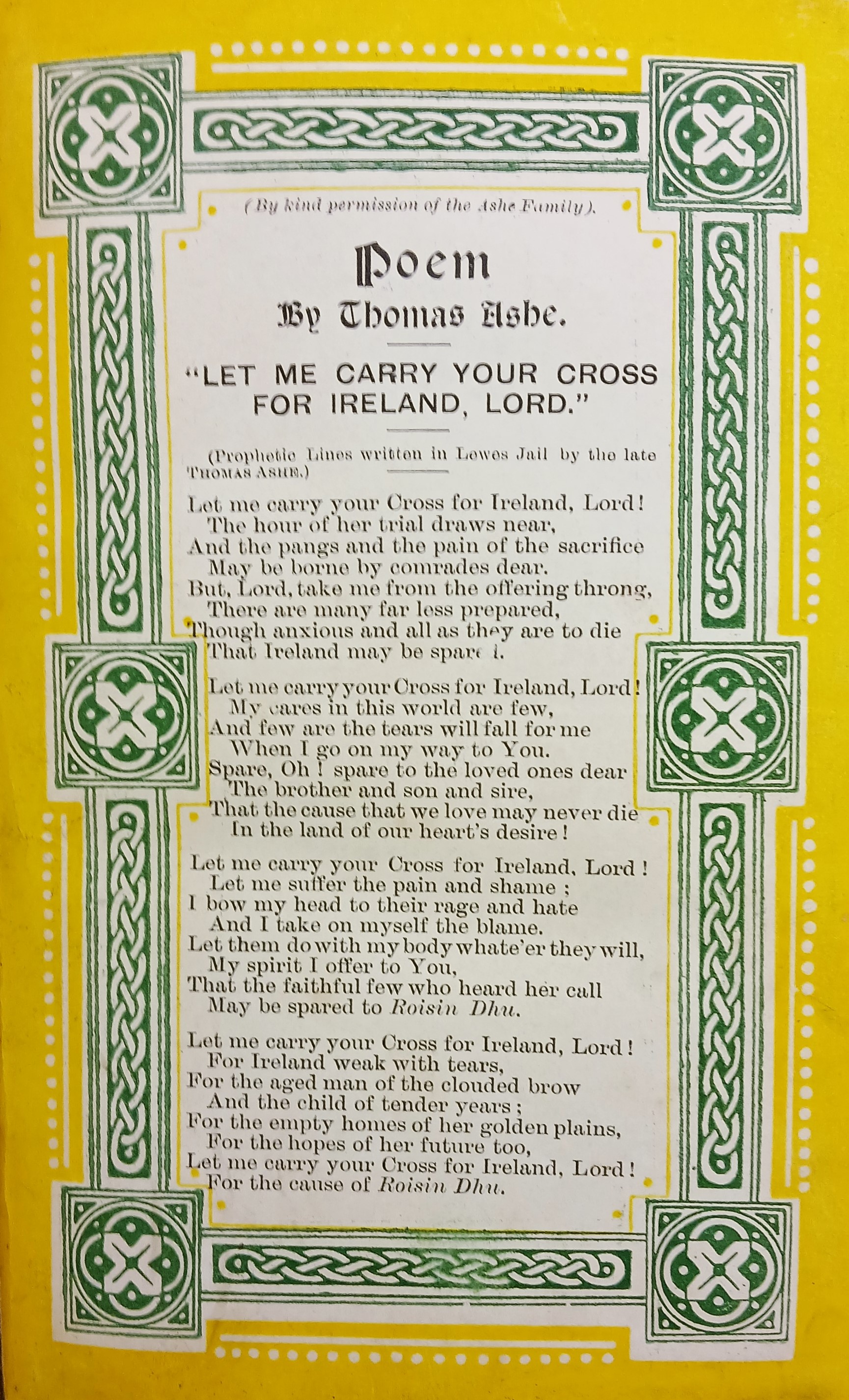 Poem by Thomas Ashe - Catholic Archives
